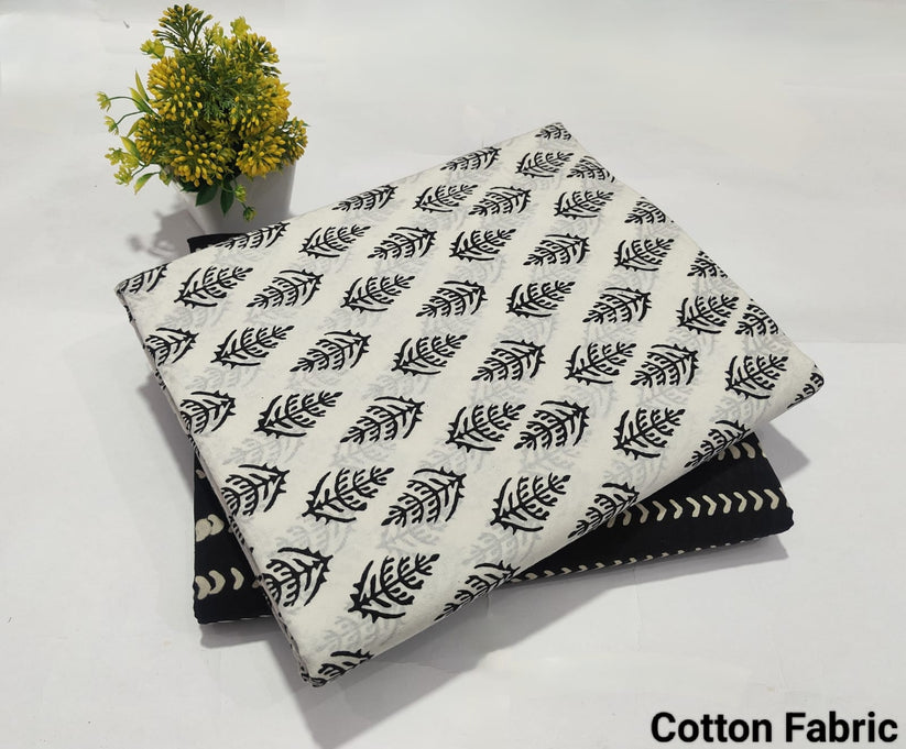 White Printed Pure Cotton Combo Fabric set – Rajasthan Fabric And Textiles