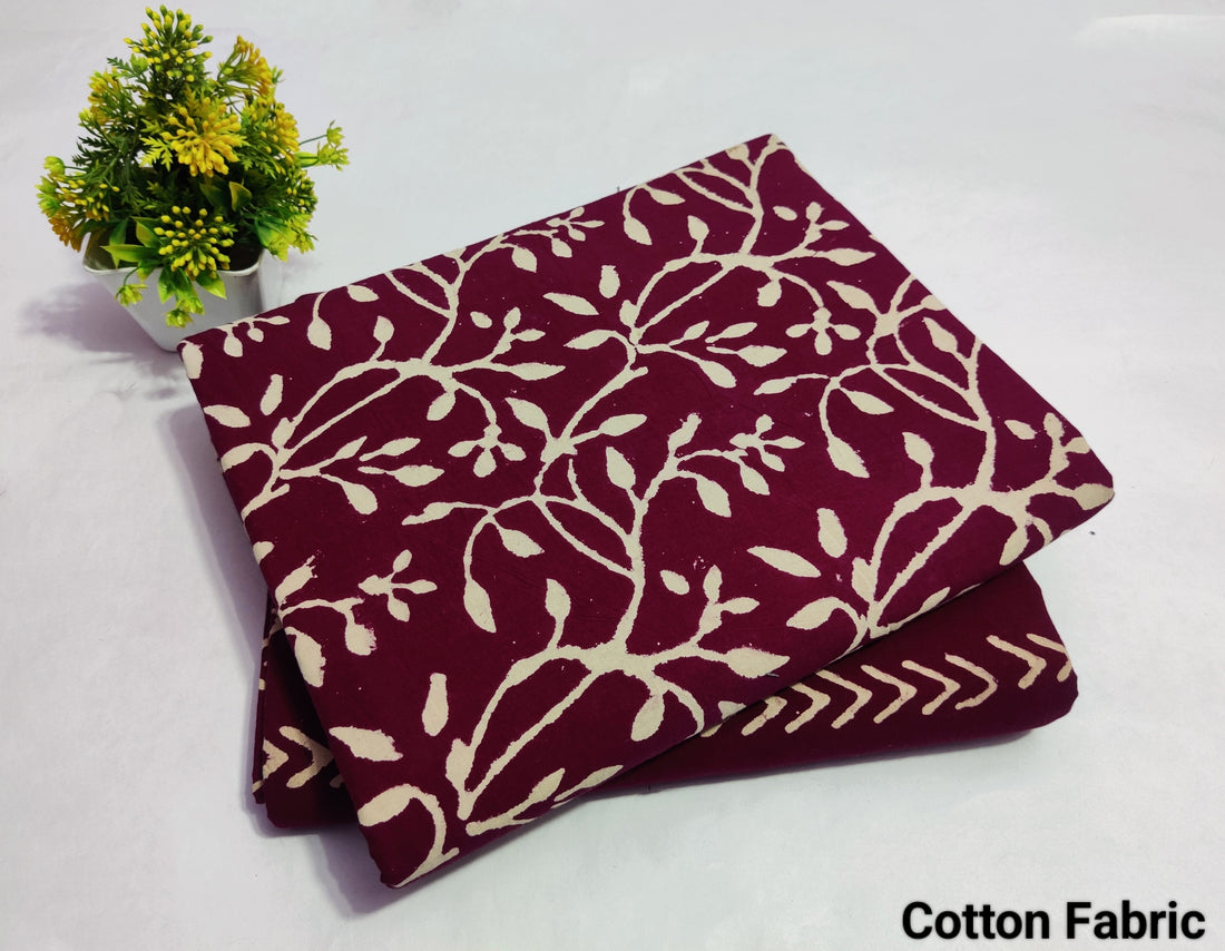 Leaf Printed Pure Cotton Combo Fabric set – Rajasthan Fabric And Textiles