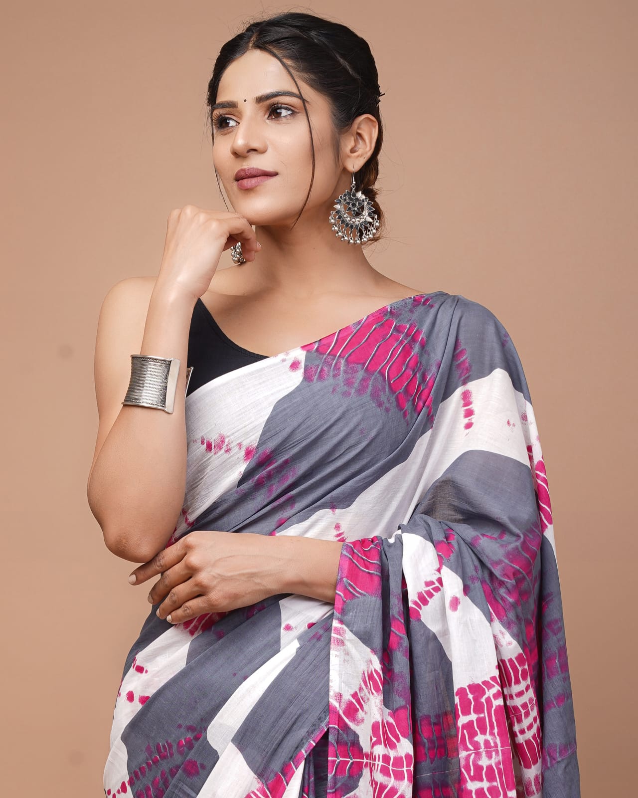 Printed Pure Cotton Mulmul Saree With Blouse – Rajasthan Fabric And ...